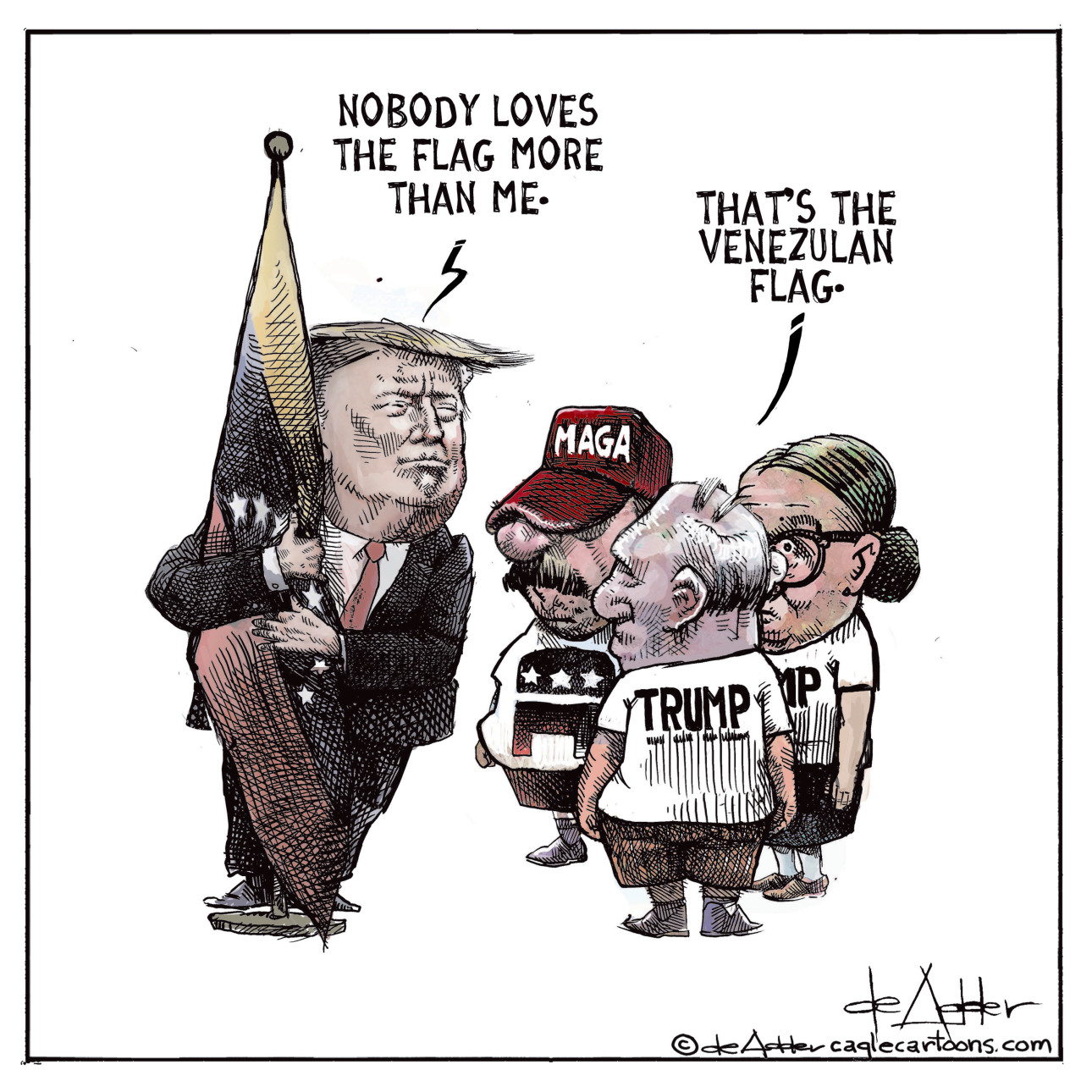 Trump Hugs the Venezuelan Flag